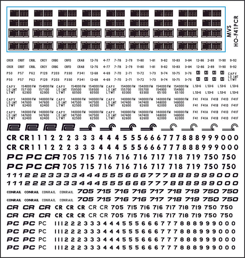 HO Penn Central & Conrail F41 Flatcar Decals – 3D Central
