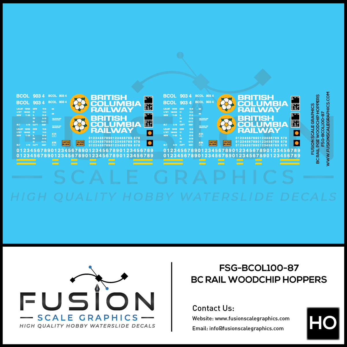 Fusion Scale Graphics HO Scale British Columbia Railway BCOL Wood Chip ...